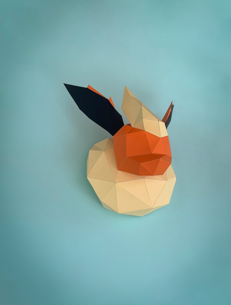 Low Poly 3D Flareon Head Papercraft, Pokemon - Eeveelution - Etsy
