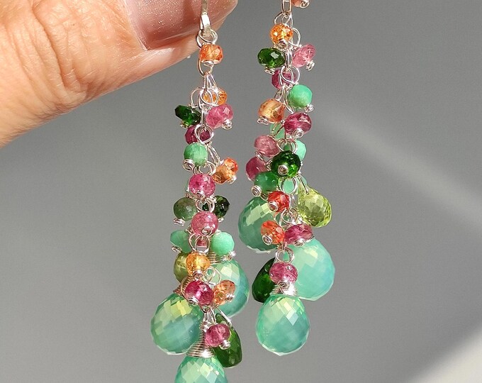 Natural Ruby, Tourmaline Chandelier Earrings/handmade Earrings/gemstone ...