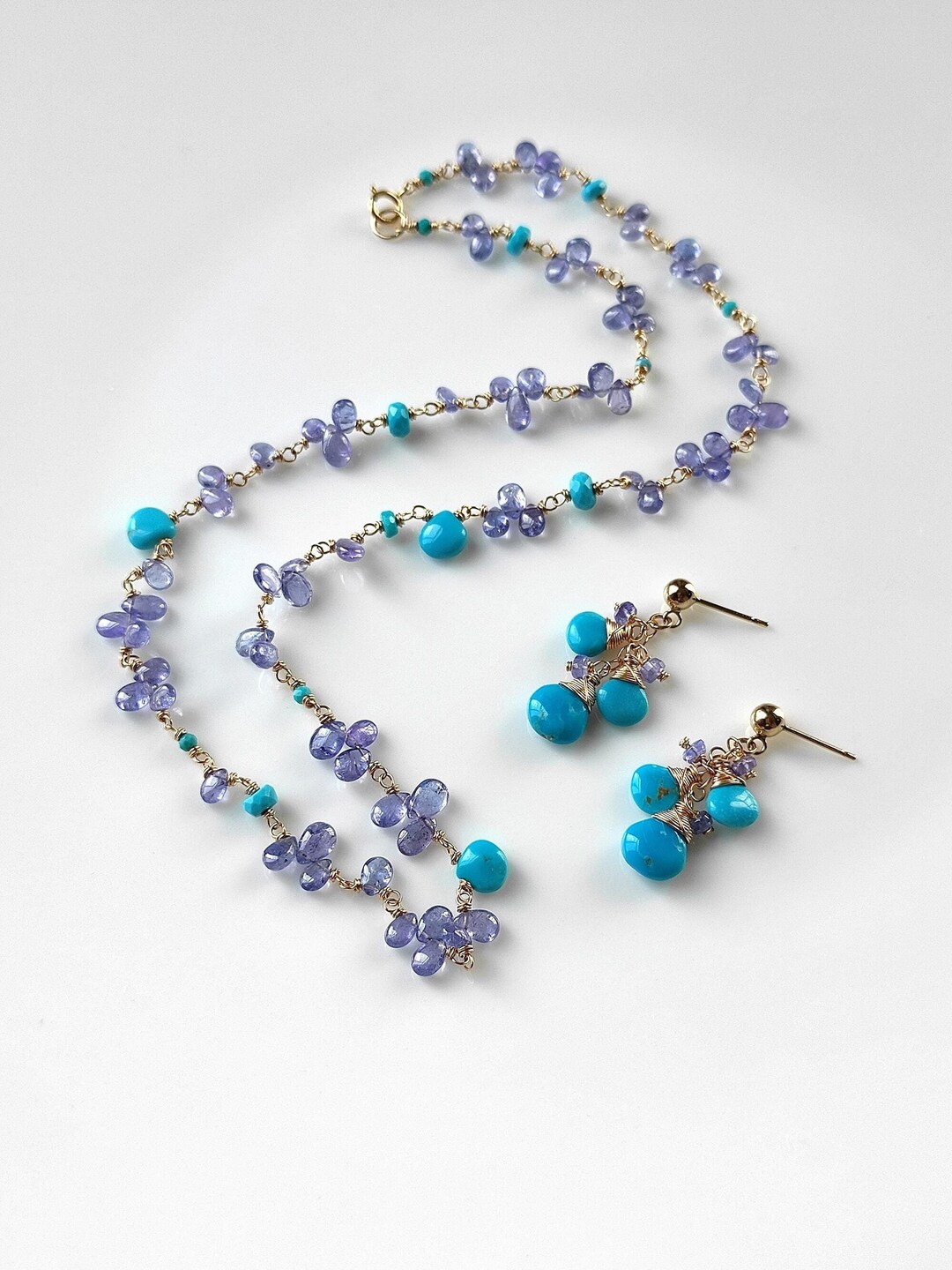 Tanzanite, Turquoise Handmade Jewelry Sets/birthstone Necklace/daily ...
