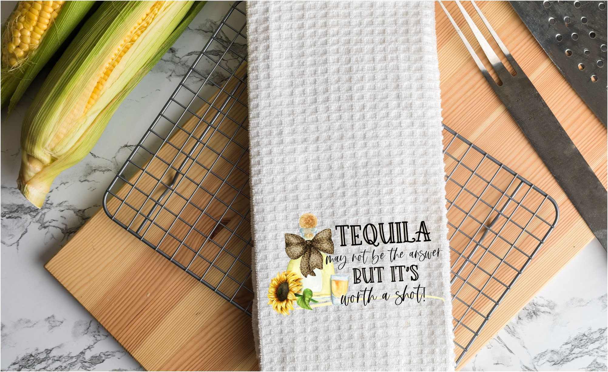 Tequila Shots, Lemonade Vodka Waffle Weave Towel, Birthday Gift, Gift ...
