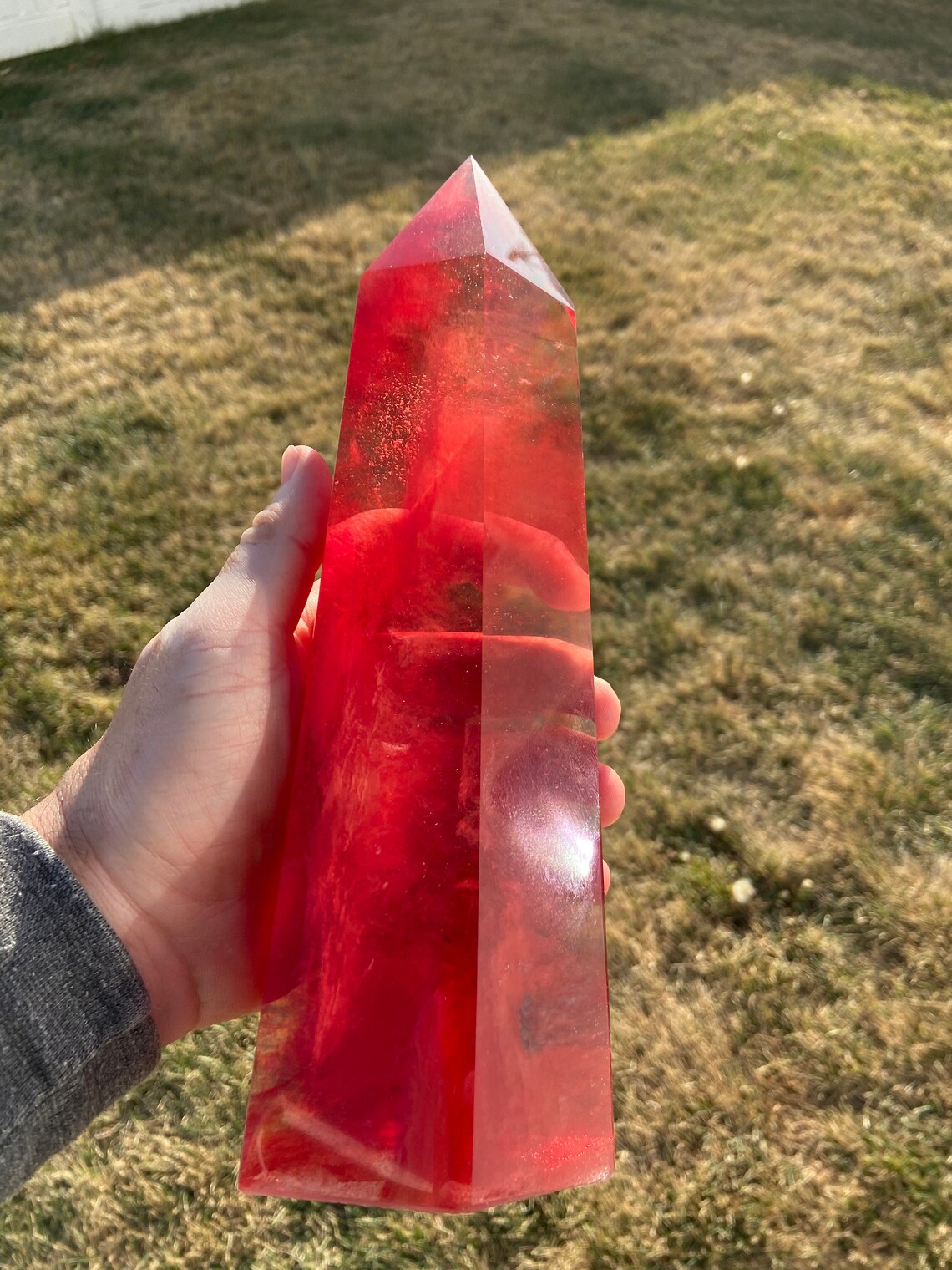 12-Inch Glass Cherry Quartz Smelt Tower Obelisk Strawberry | Etsy