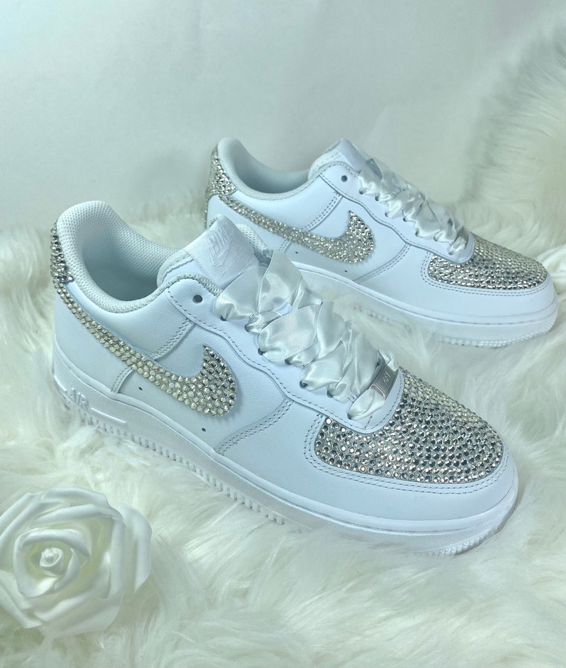 Bling Air Force1 With Satin Laces custom Bling Nikescustom - Etsy