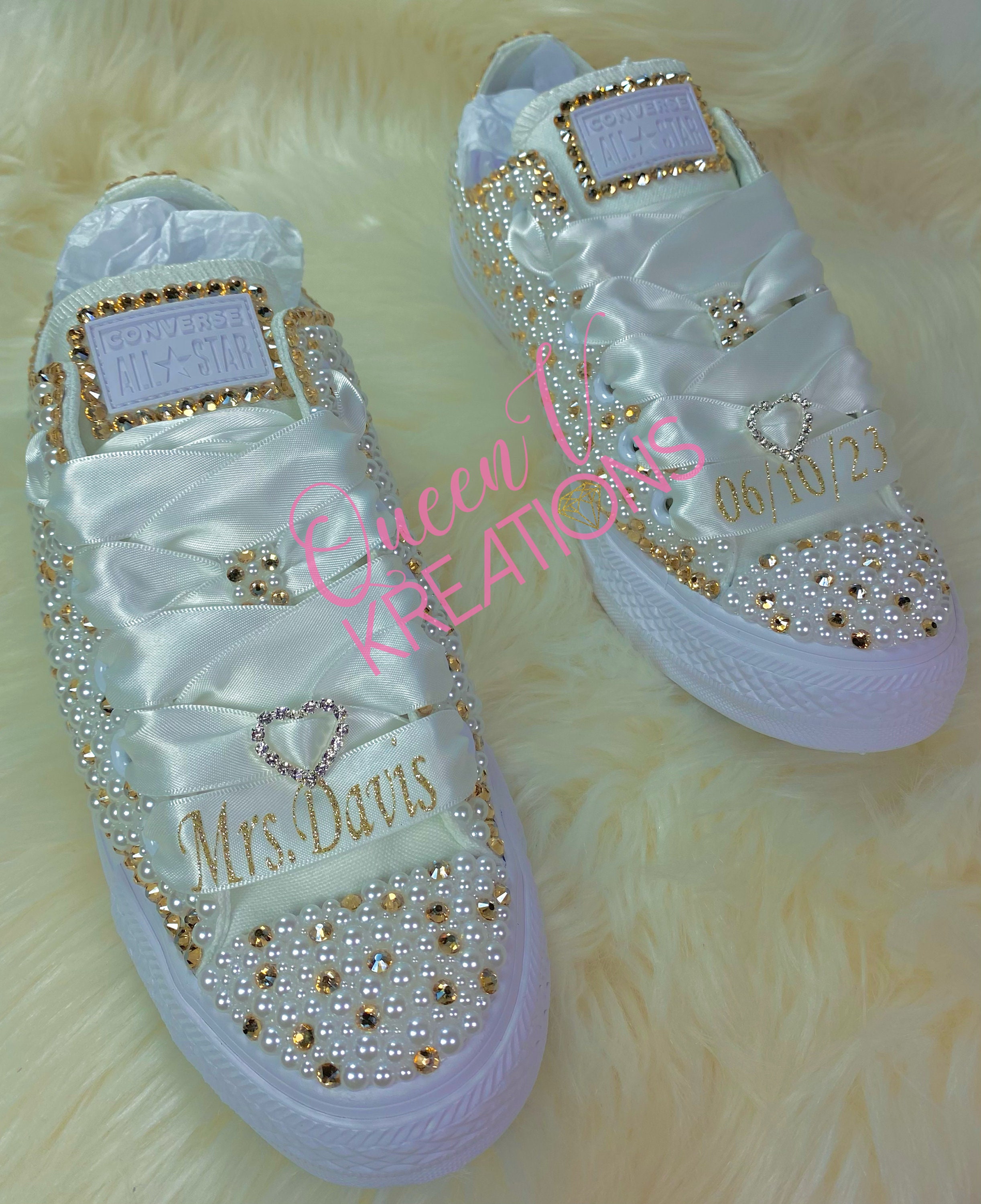 Champagne Bling Converse-wedding Converse-bridal Sneakers-chucks and ...