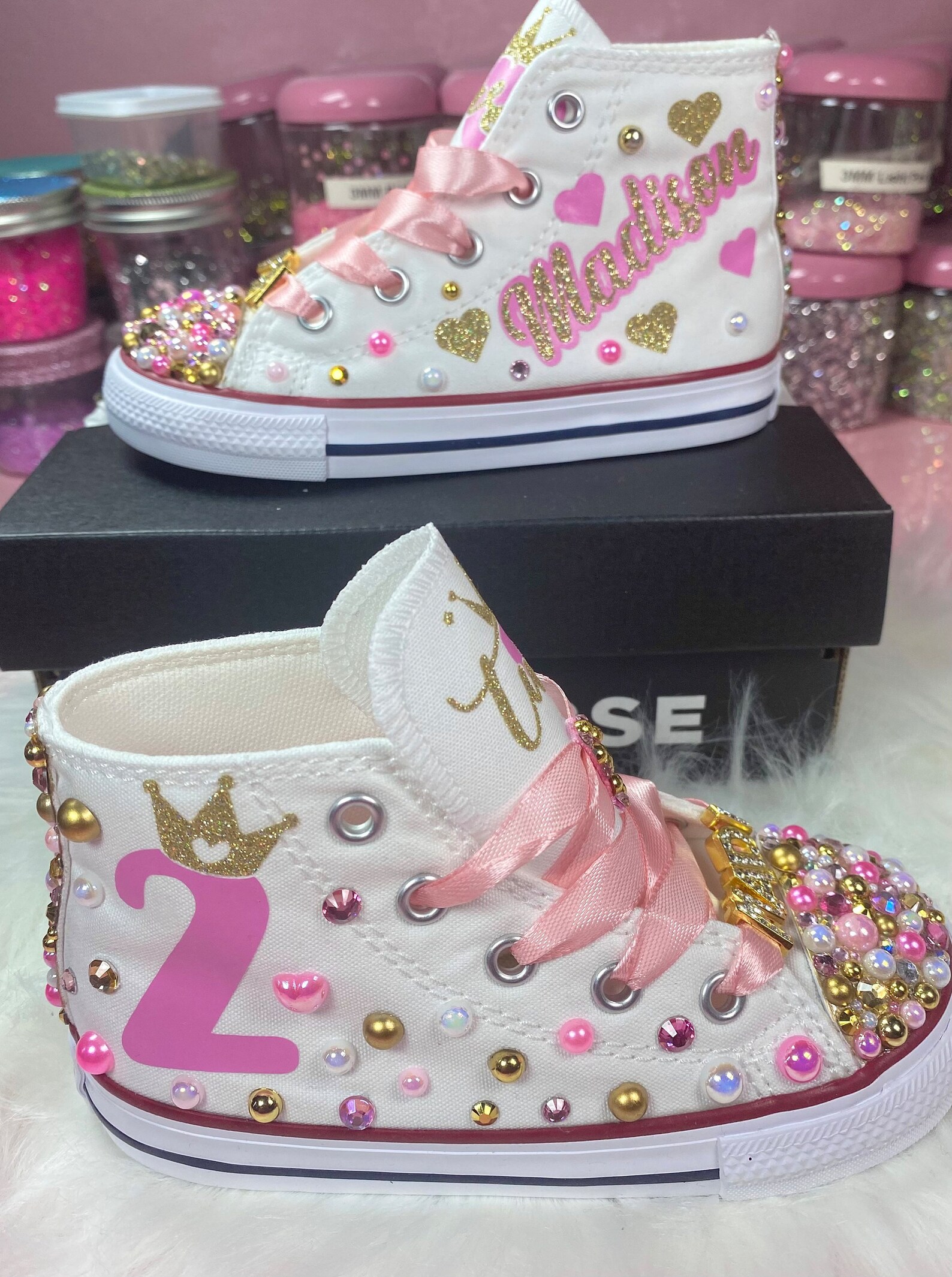 Kids Bling Converse-birthday Converse-custom Sneakers-bling - Etsy