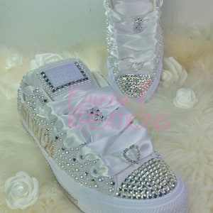 Champagne Bling Converse-wedding Converse-bridal Sneakers-chucks and Pearls-bling Chuck Taylors ...