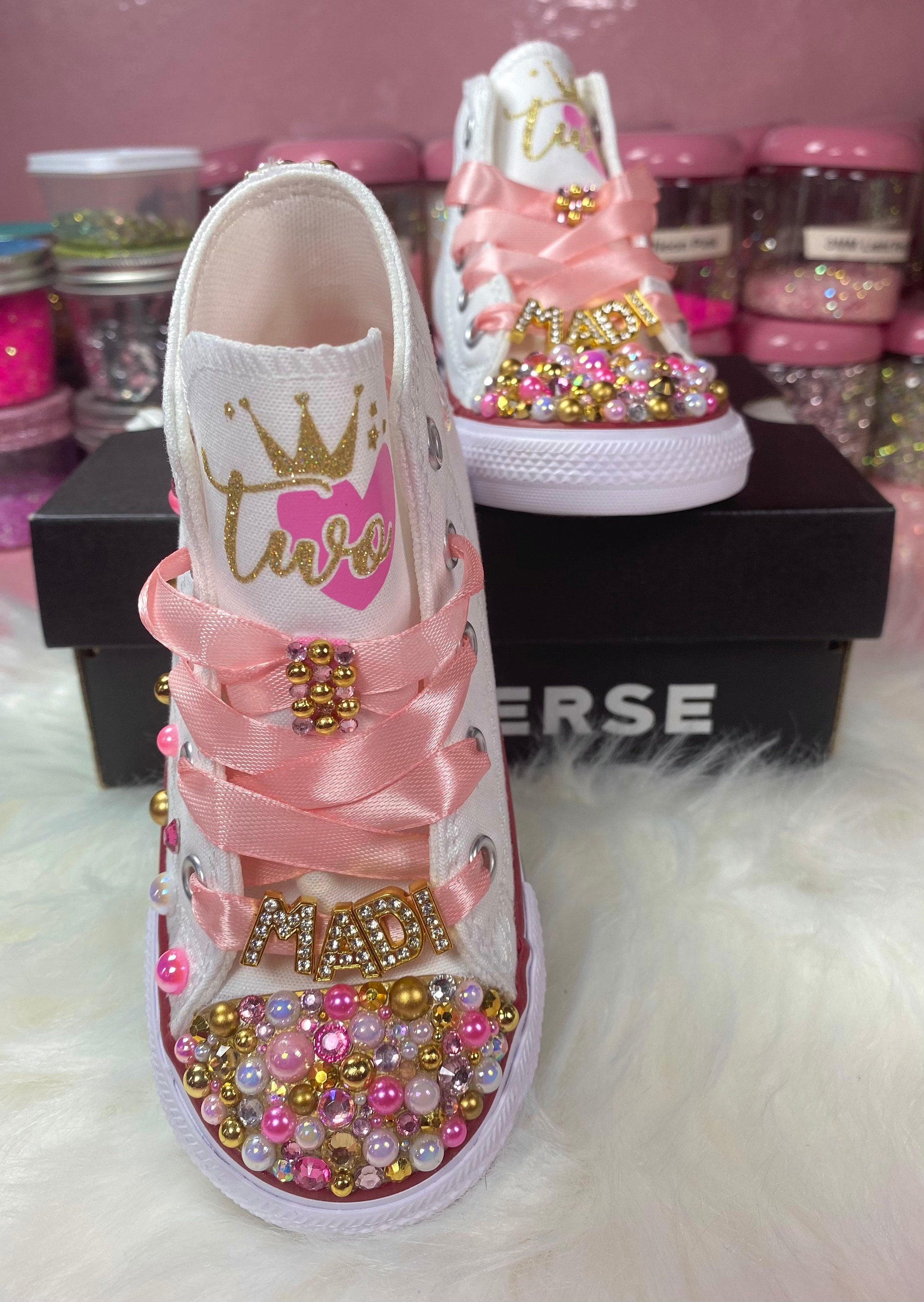 Kids Bling Converse-birthday Converse-custom Sneakers-bling - Etsy