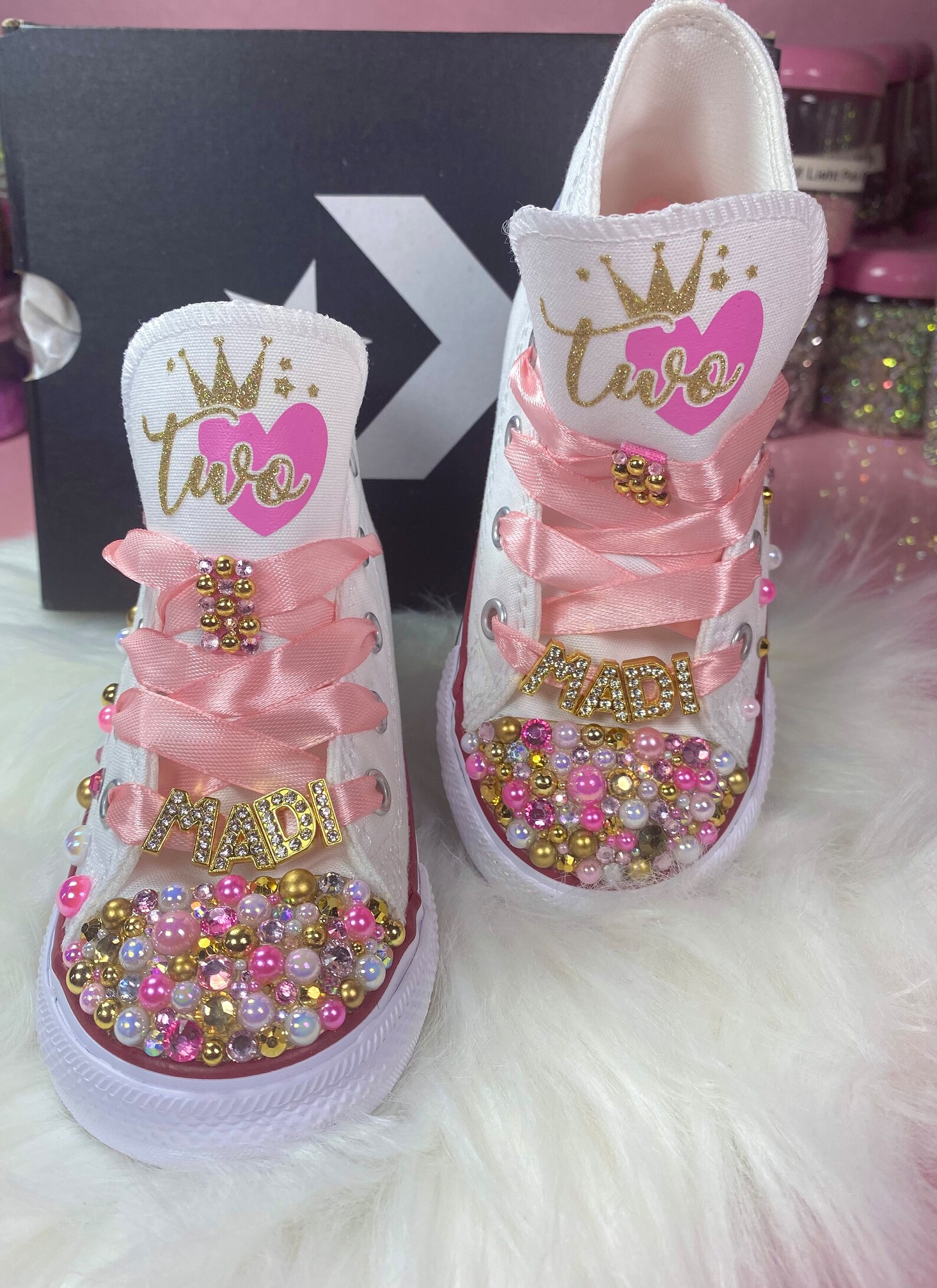 Kids Bling Converse-birthday Converse-custom Sneakers-bling - Etsy