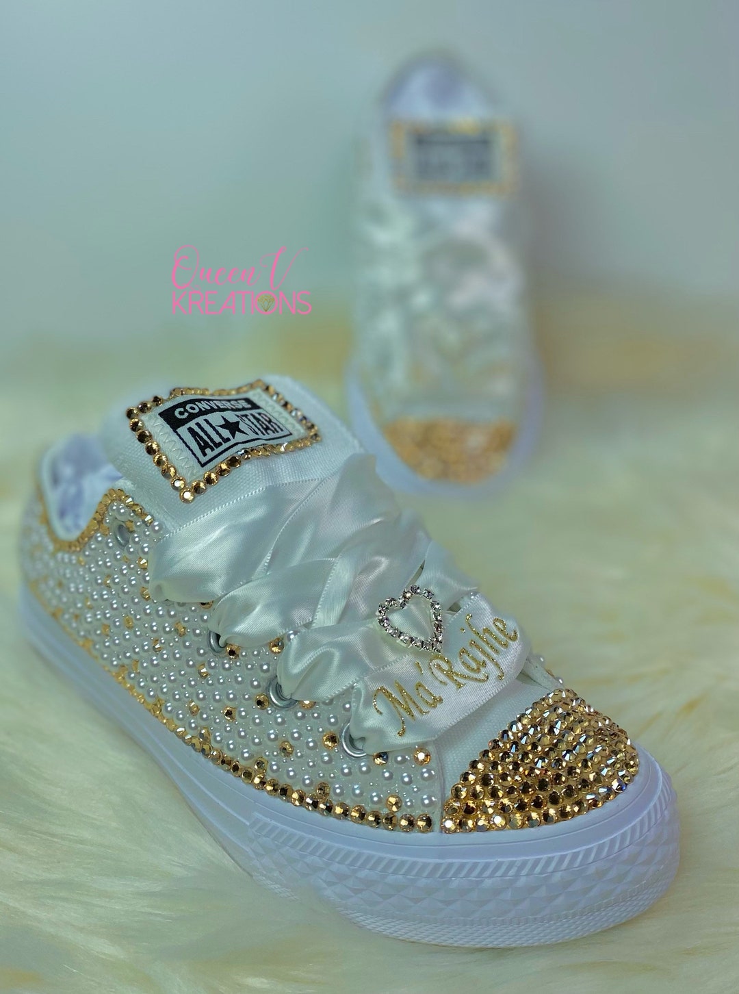 Youth Champagne Bling Converse•birthday Converse•bridal Sneakers•bling ...