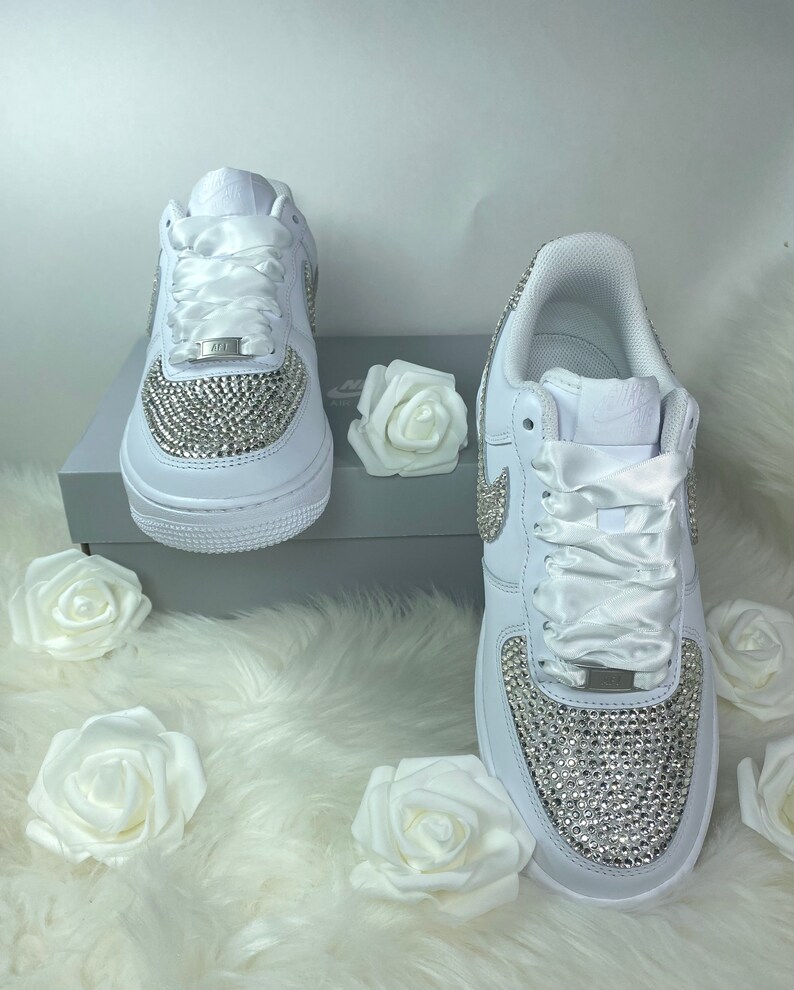 Bling Air Force1 With Satin Laces custom Bling Nikescustom - Etsy