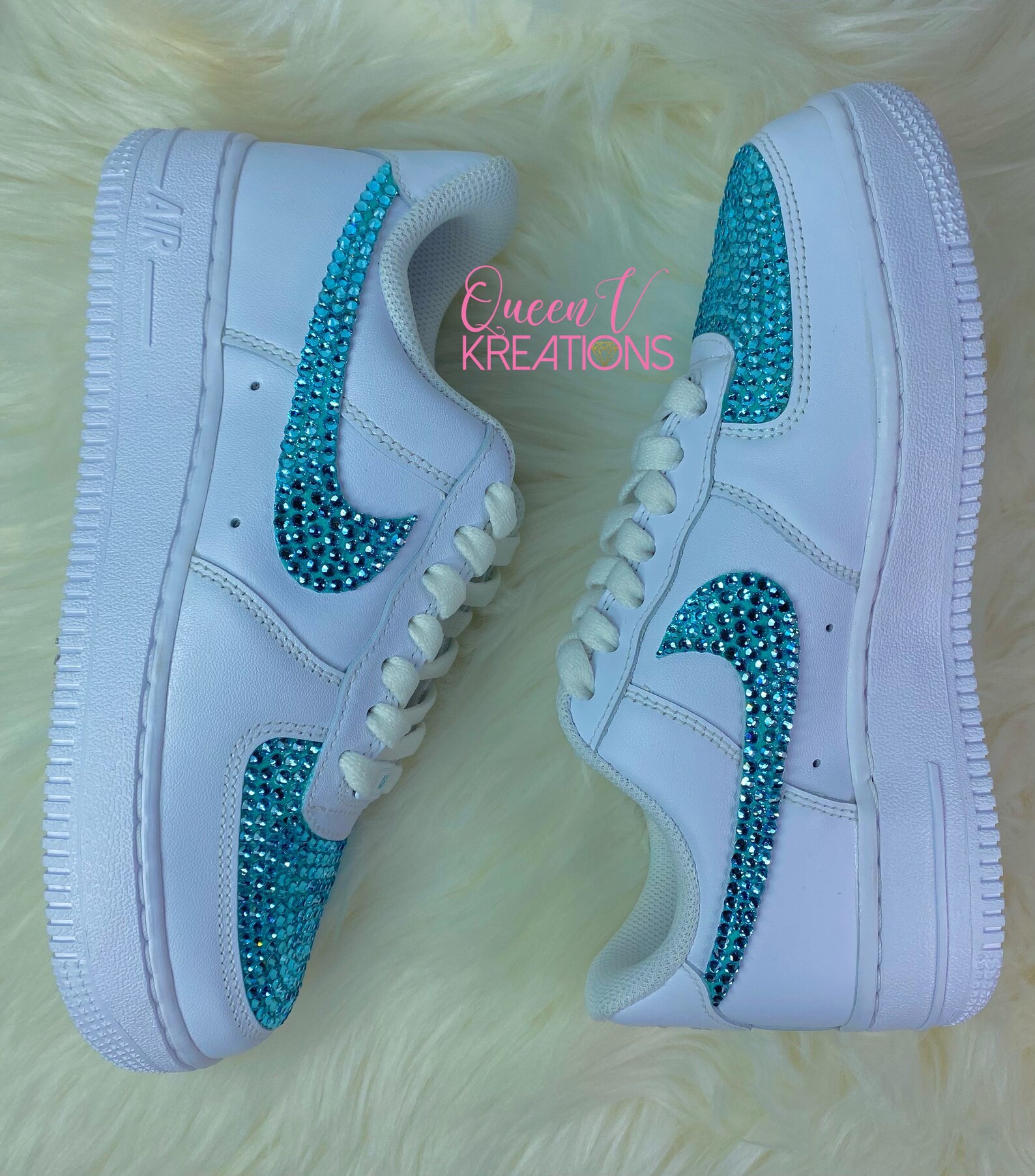 Goddess Blue Bling Air Force1 custom Bling Nikescustom Air - Etsy