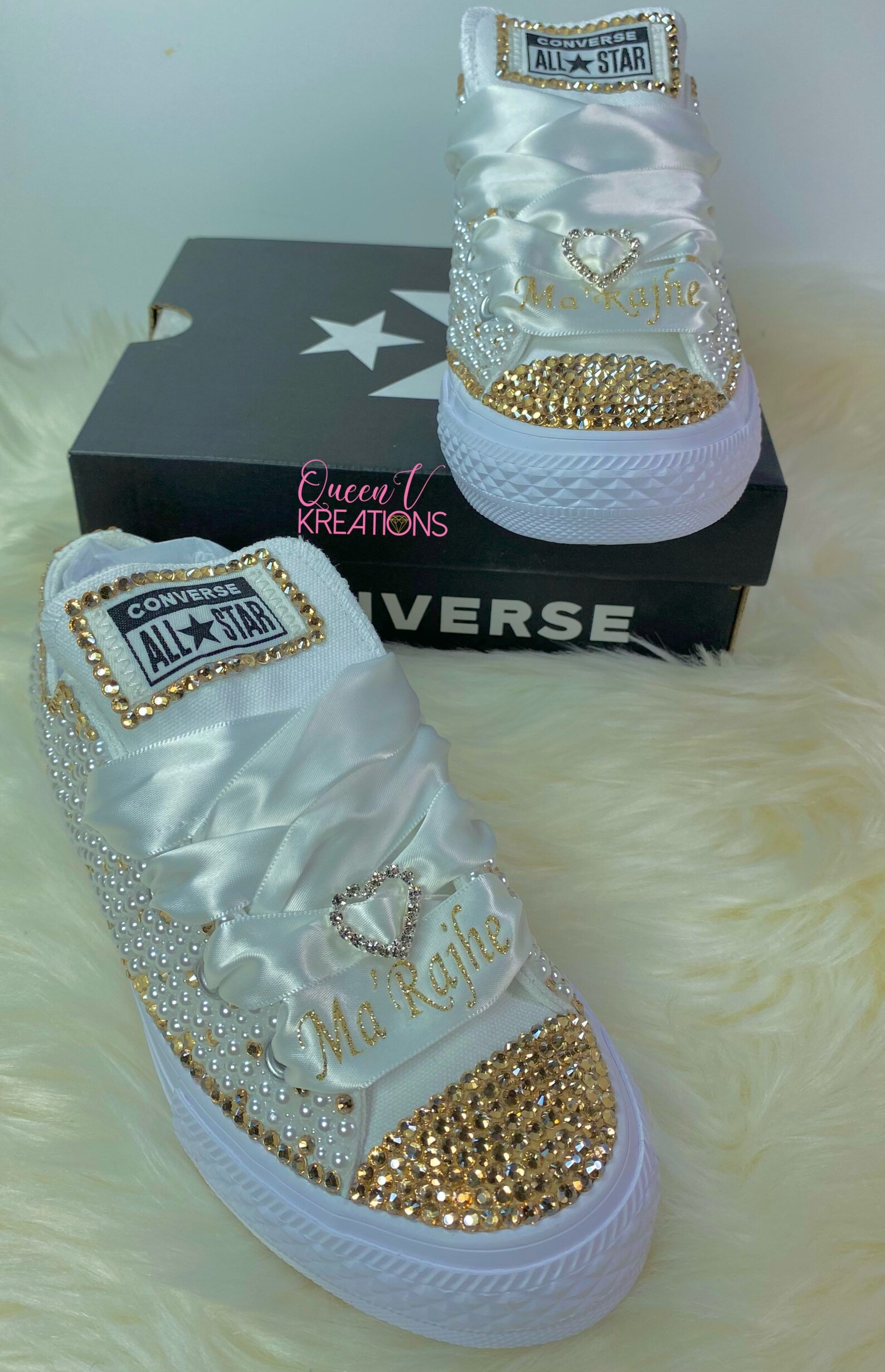 Youth Champagne Bling Converse•birthday Converse•bridal Sneakers•bling ...