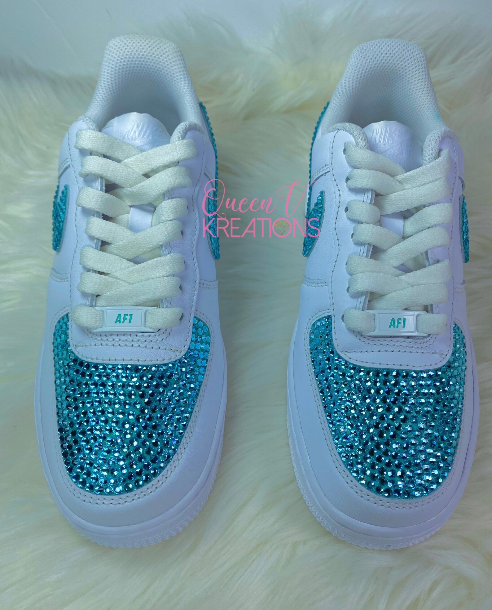 Goddess Blue Bling Air Force1 custom Bling Nikescustom Air - Etsy