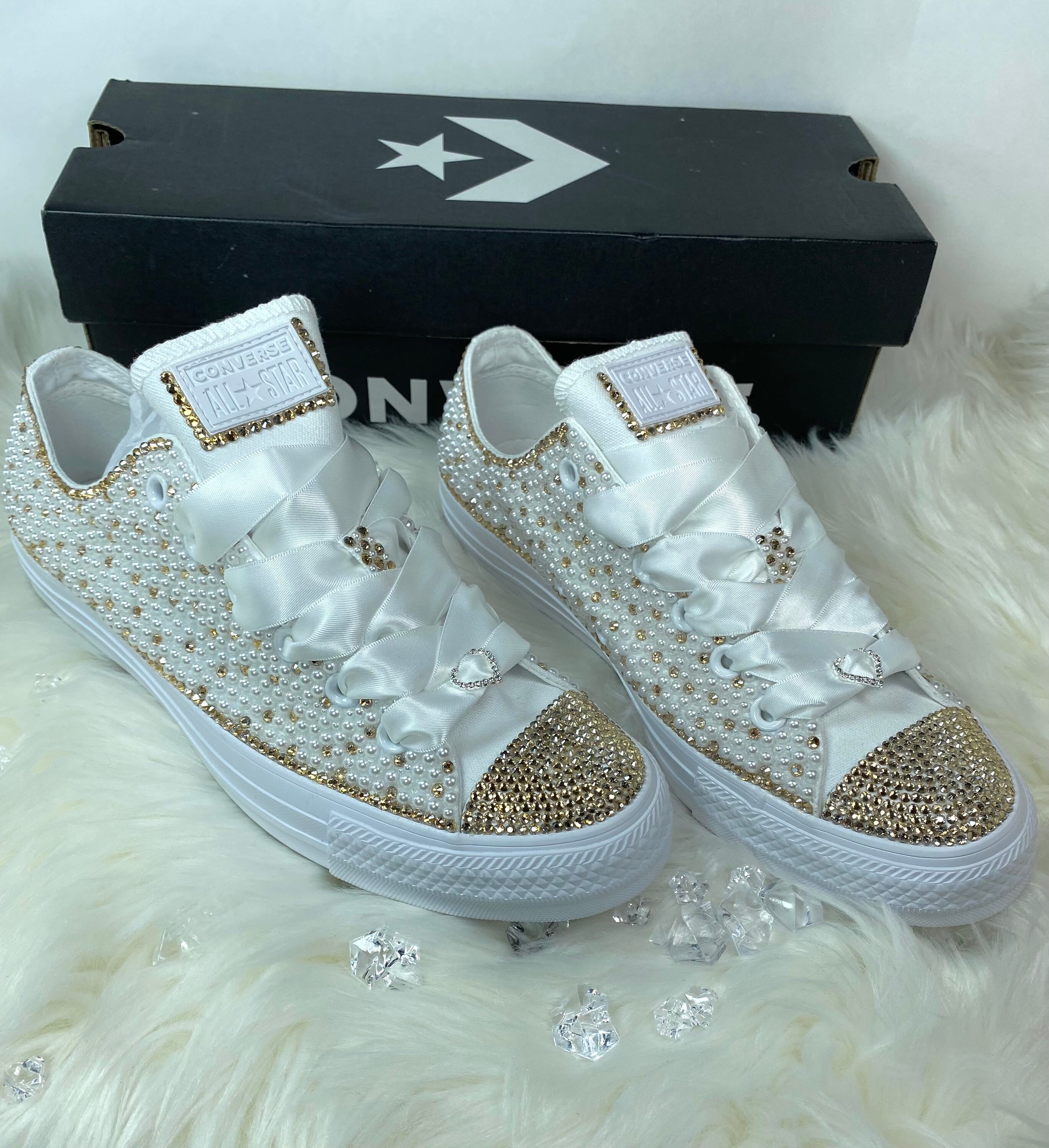 Champagne Bling Converse-wedding Converse-bridal - Etsy