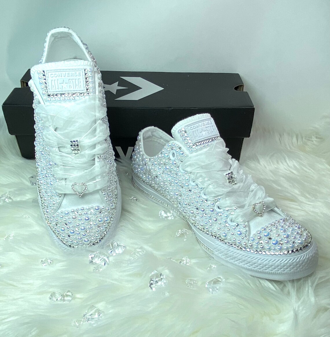 Bling Converse-wedding Converse-bridal Sneakers-chucks and Pearls-bling ...