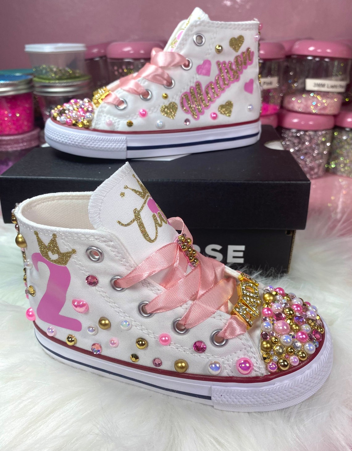 Kids Bling Converse-birthday Converse-custom Sneakers-bling - Etsy
