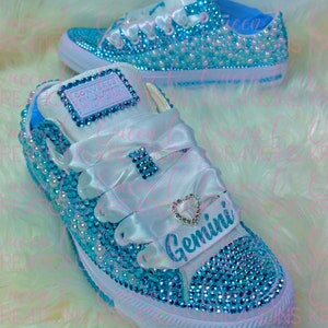 Aqua Blue Bling Converse-wedding Converse-bridal Sneakers-chucks and ...