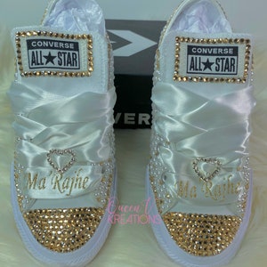 Youth Champagne Bling Converse•birthday Converse•bridal Sneakers•bling ...
