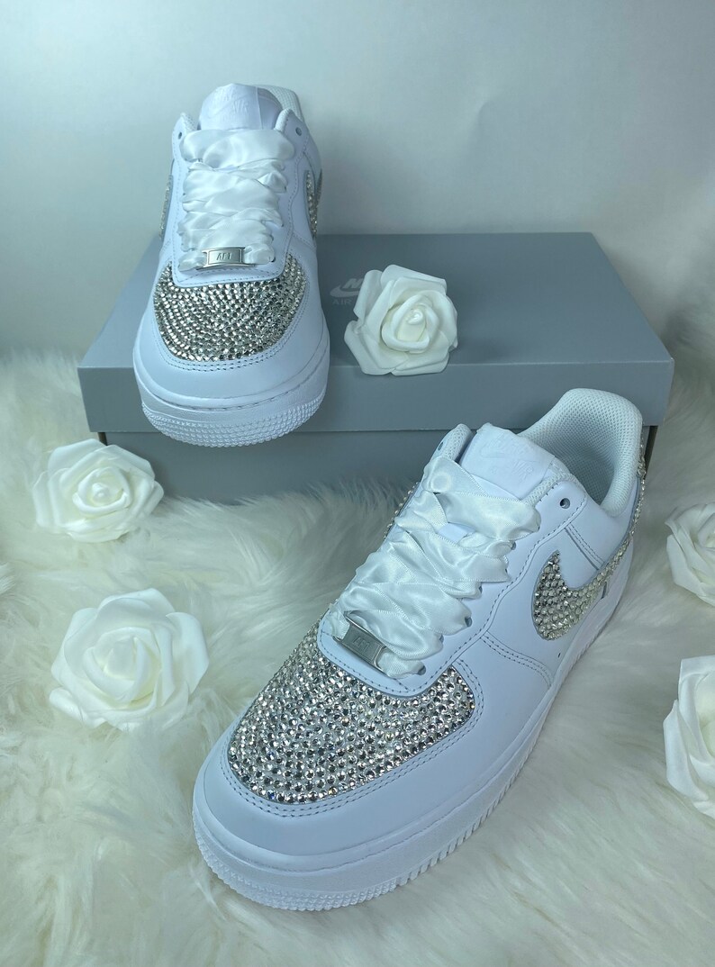 Bling Air Force1 With Satin Laces custom Bling Nikescustom - Etsy