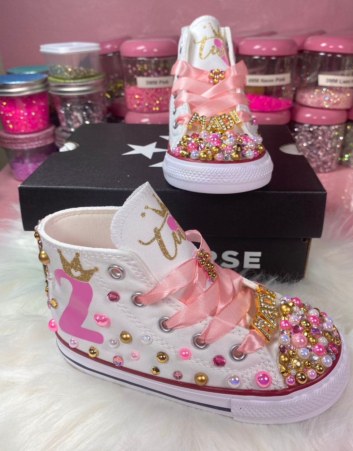 Kids Bling Converse-birthday Converse-custom Sneakers-bling - Etsy