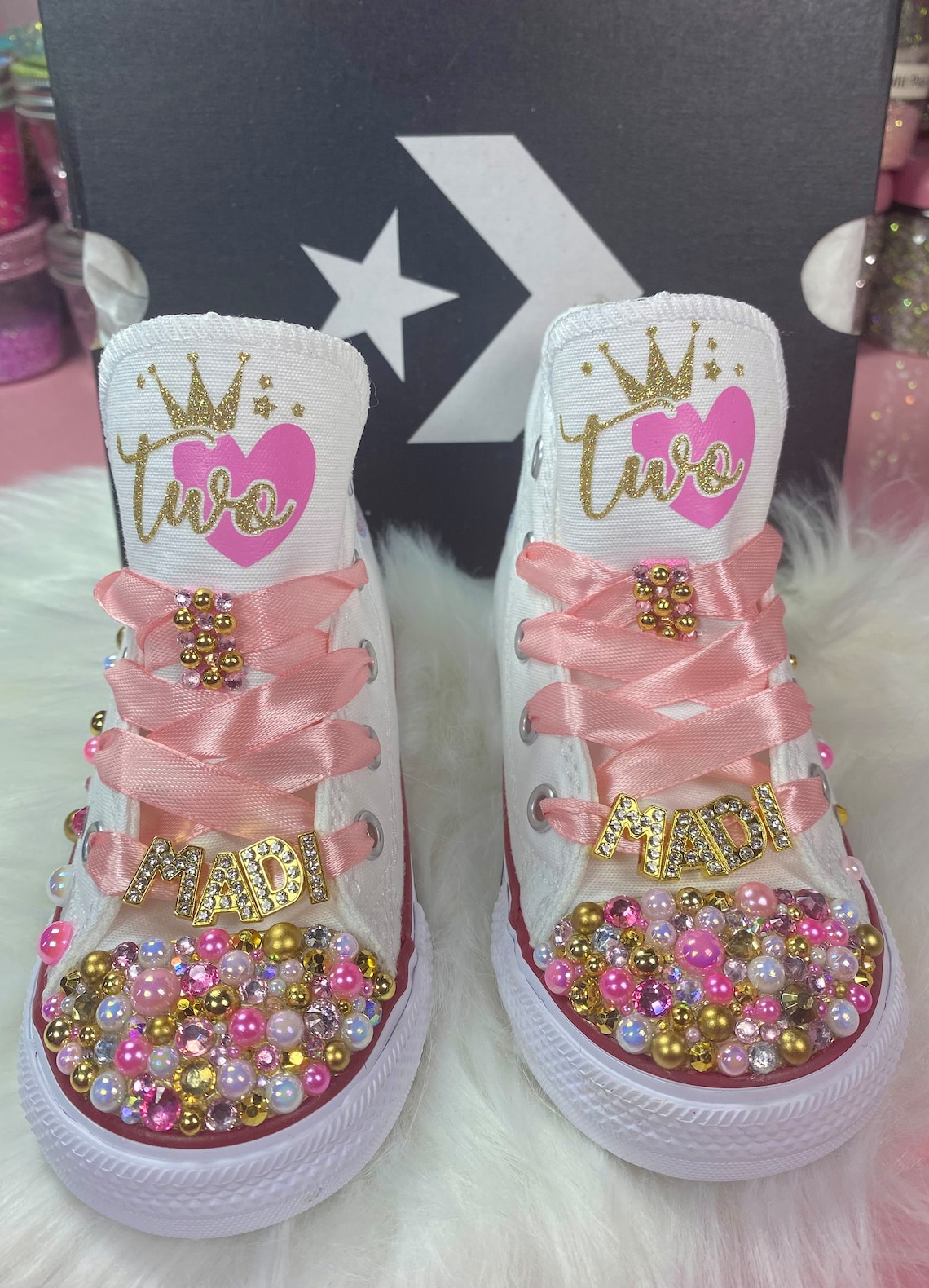 Kids Bling Converse-birthday Converse-custom Sneakers-bling - Etsy