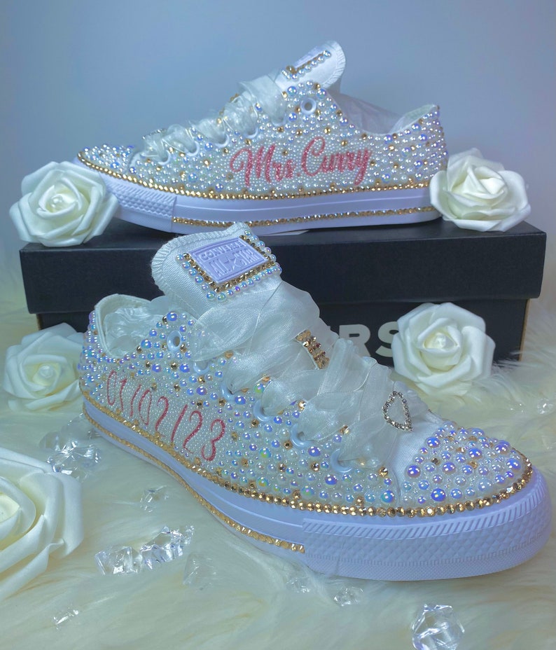 Bling Converse-wedding Converse-bridal Sneakers-chucks and Pearls-bling ...