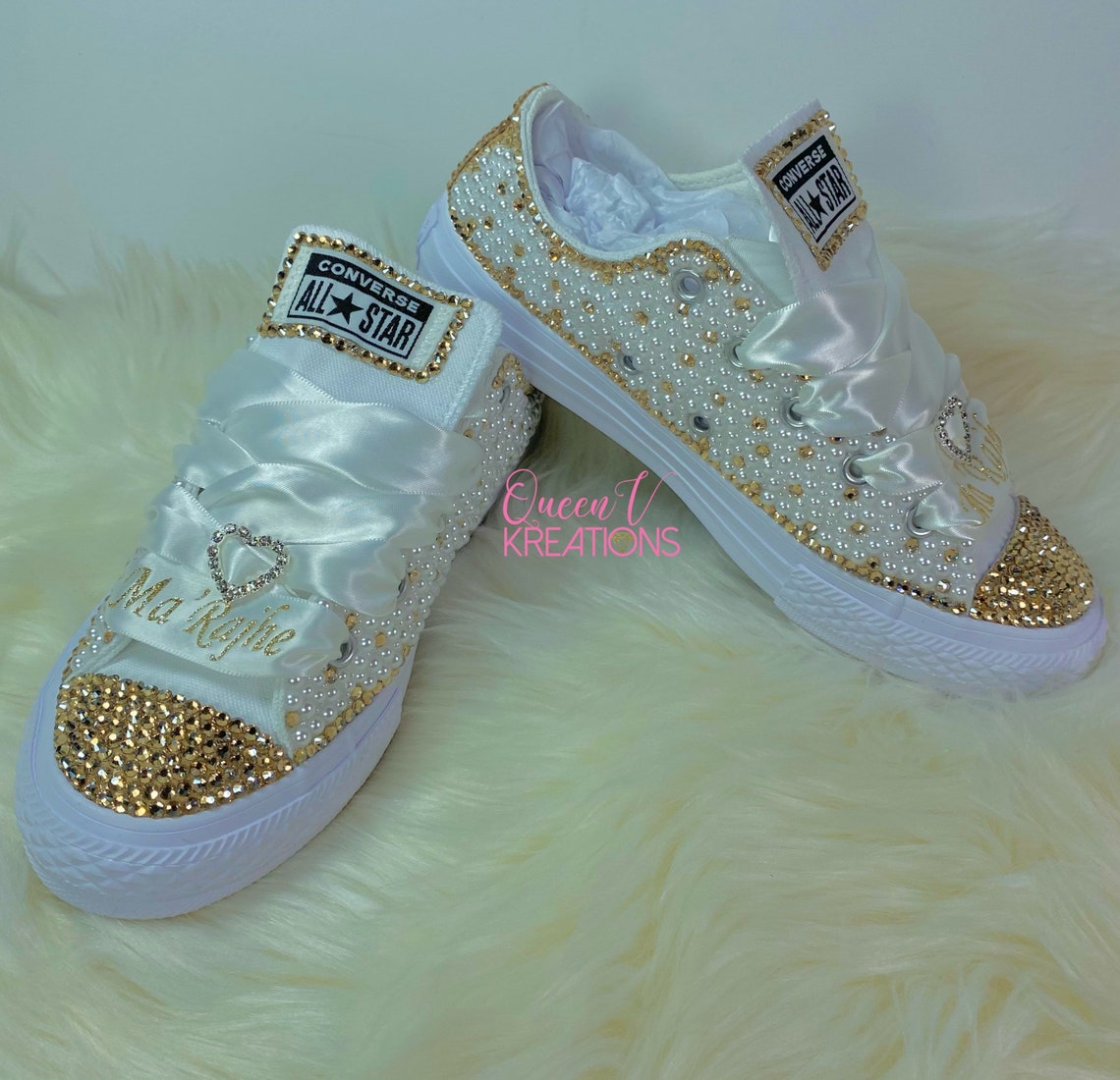 Youth Champagne Bling Converse•birthday Converse•bridal Sneakers•bling ...