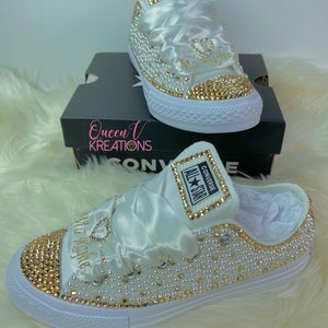 Youth Champagne Bling Converse•birthday Converse•bridal Sneakers•bling ...