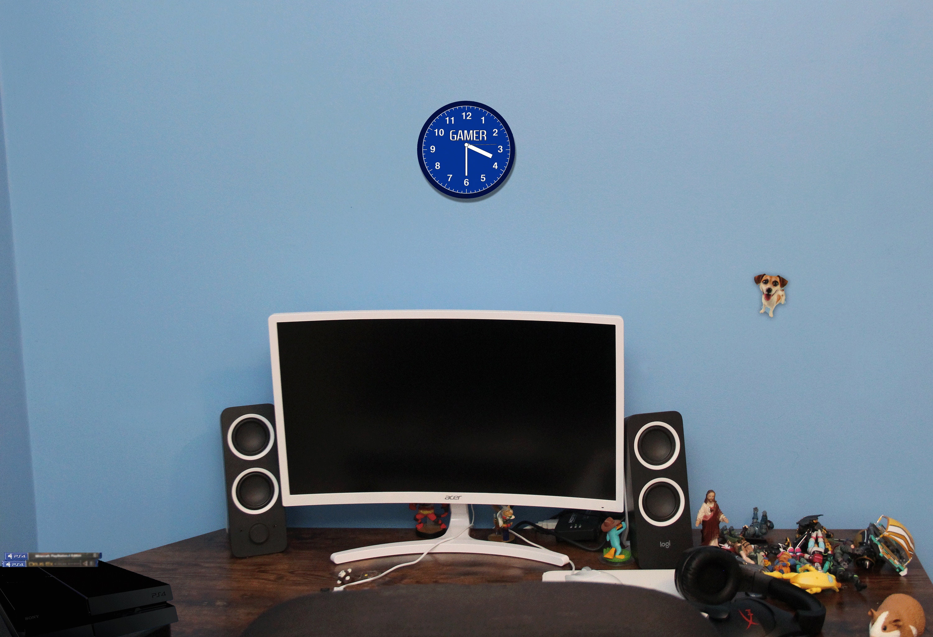 8 Basic Blue White Clock Gamer Clock / Playstation Style - Etsy
