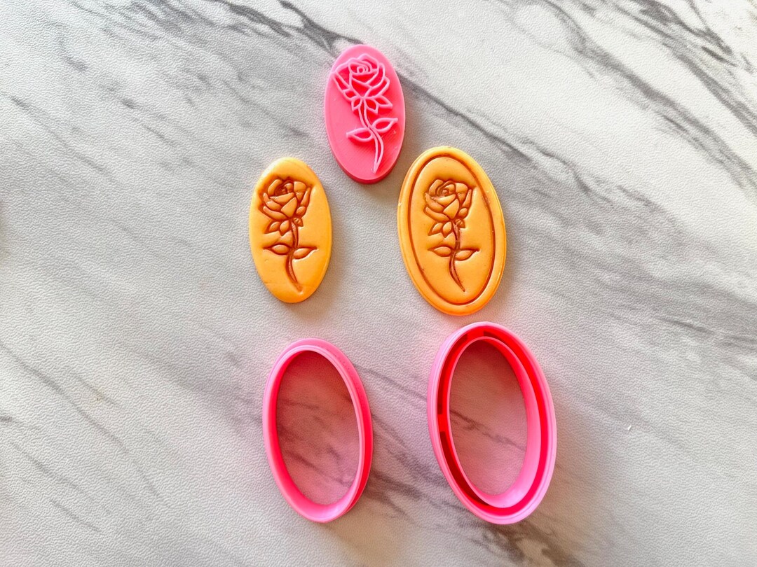 Rose Flower Stamps and Oval Fancy Cutters Polymer Clay Jewelry Earrings ...