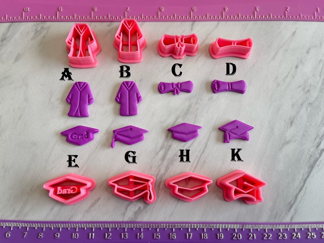 Grad Cutters Graduation Gown Hat Cap Diploma Cookie Fondant & Polymer ...