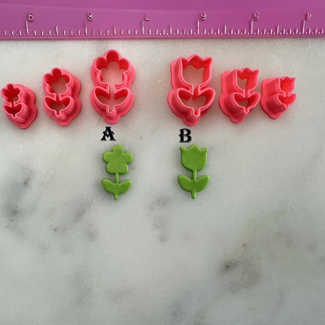 Flowers With Leaves Cutters Daisy for Polymer Clay Jewelry Earring Mini ...