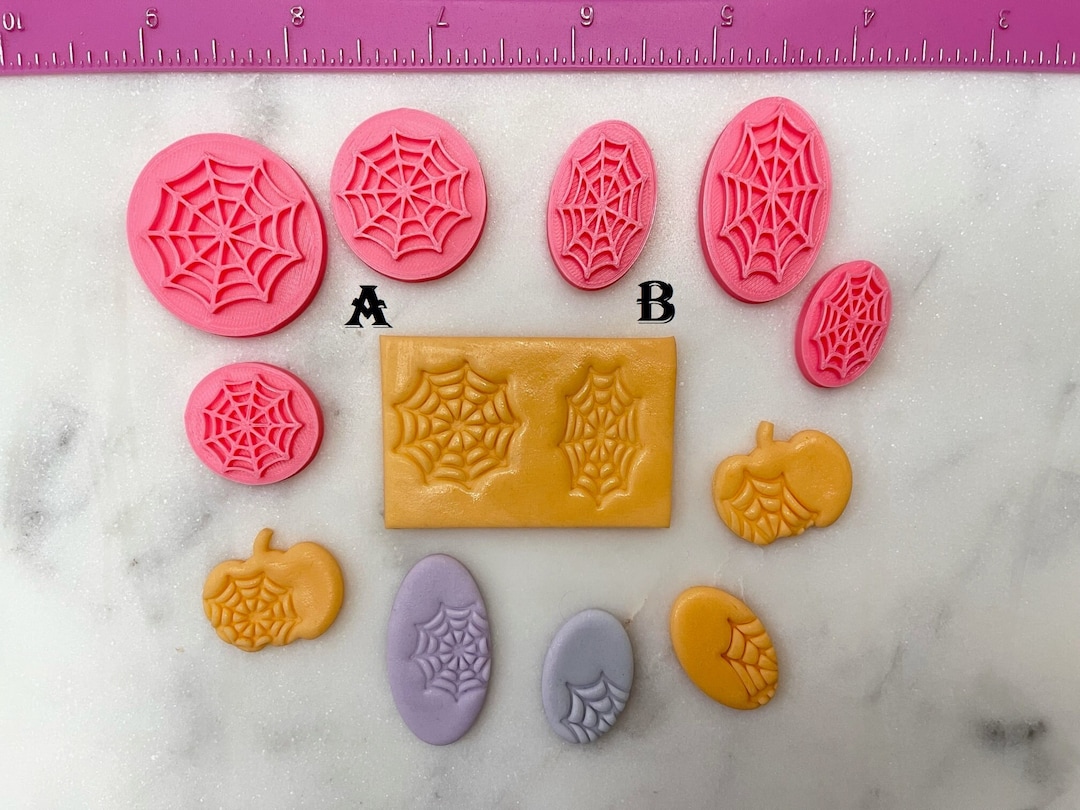 Spider Web Halloween Stamps for Polymer Clay Jewelry Earrings Making or ...