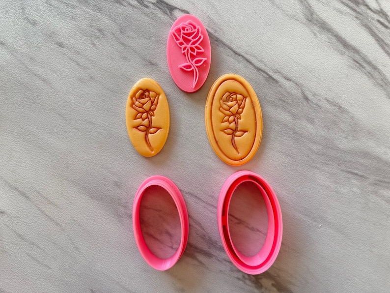 Rose Flower Stamps and Oval Fancy Cutters Polymer Clay Jewelry Earrings ...