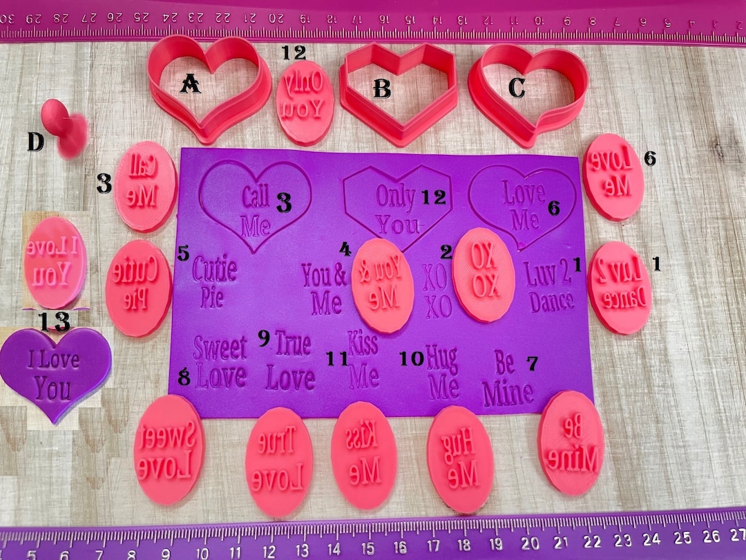 Valentine Day Conversation Heart Stamps or Cutters Polymer Clay Jewelry ...