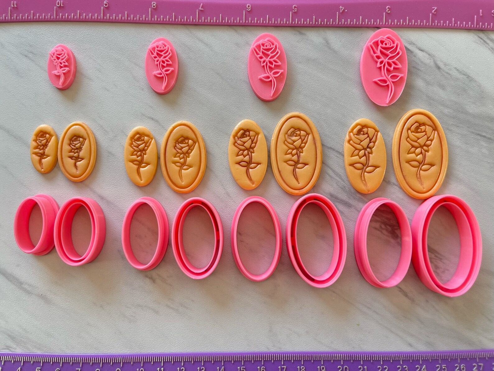 Rose Flower Stamps and Oval Fancy Cutters Polymer Clay Jewelry Earrings ...