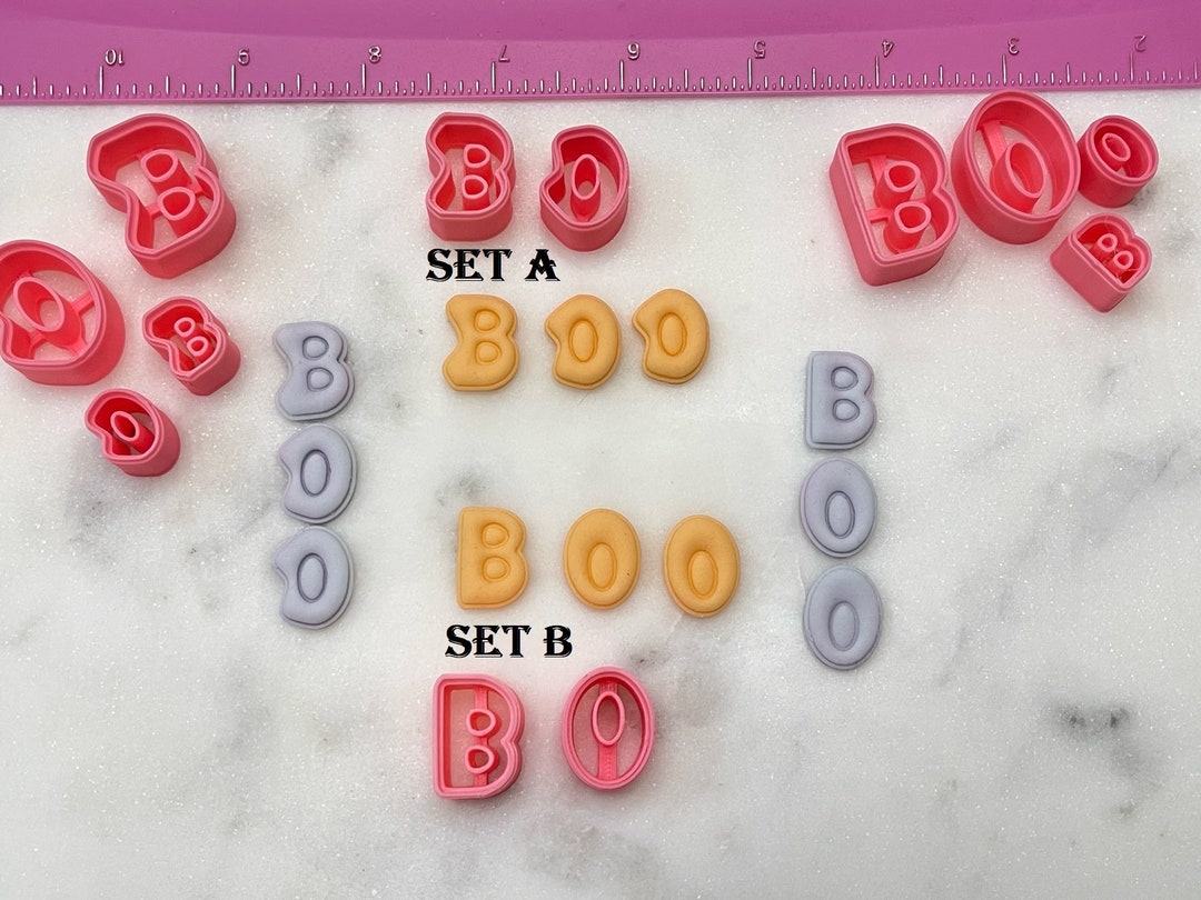 Halloween BOO Cutters Set of 2 Embossers for Cookie Fondant or Polymer ...
