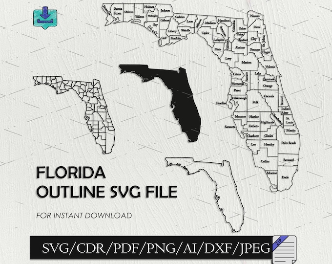 Florida Outline SVG Files, Florida Cut Files, United States of America ...
