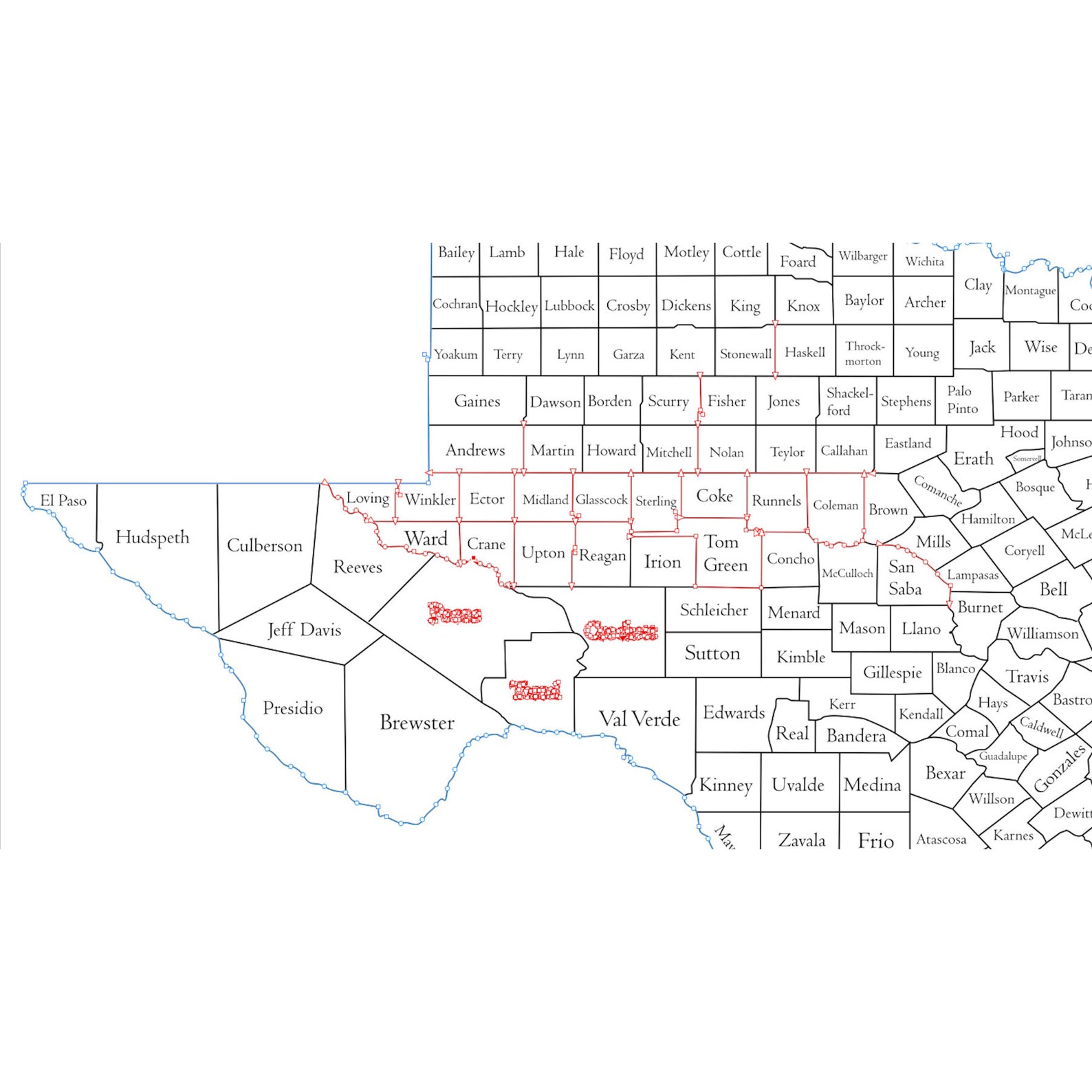 Texas Maps With Counties Outline SVG DXF Files Cut Files United States ...