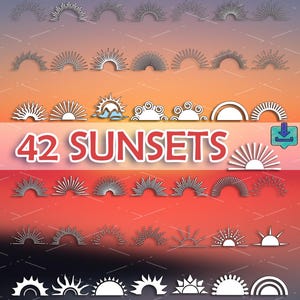 42 Sunsets Outline SVG DXF Files Cut File Sunrise CDR Vector Files ...