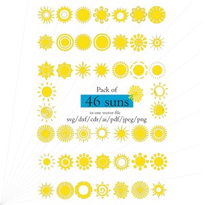 46 Sun Outline SVG DXF Files Cut File Sunny CDR Vector Files Vector ...