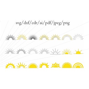 42 Sunsets Outline SVG DXF Files Cut File Sunrise CDR Vector Files ...