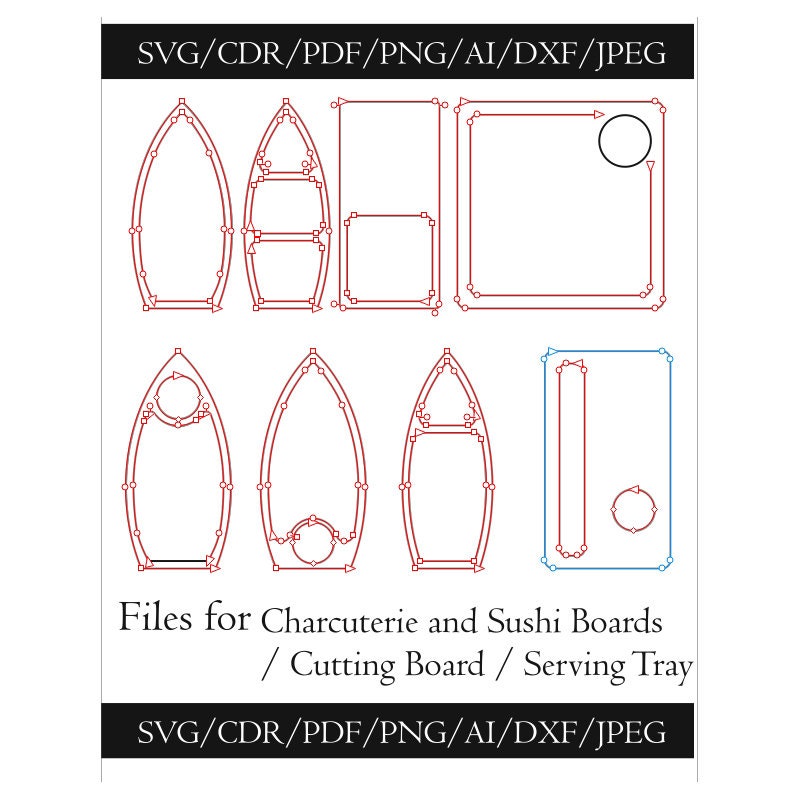 SVG Sushi Serving Boards & Platters Bundle CNC Files for Woodworking ...