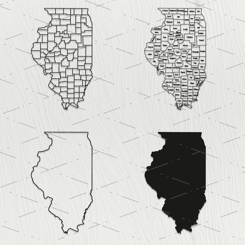 Illinois Map Outline SVG DXF Files Cut Files United States of America ...