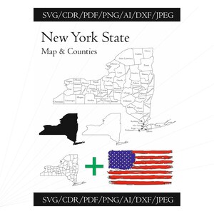 New York State Maps Outline SVG DXF Files Cut Files United States of ...