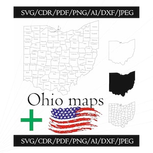 Ohio Maps Outline SVG DXF Files Ohio Cut Files United States of America ...