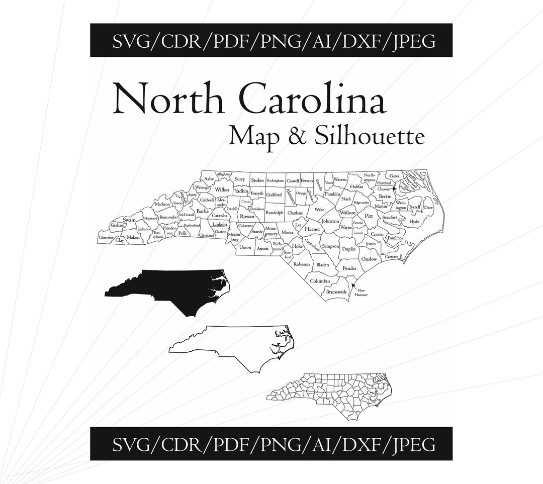 North Carolina Maps Outline SVG DXF Files North Carolina Cut Files ...