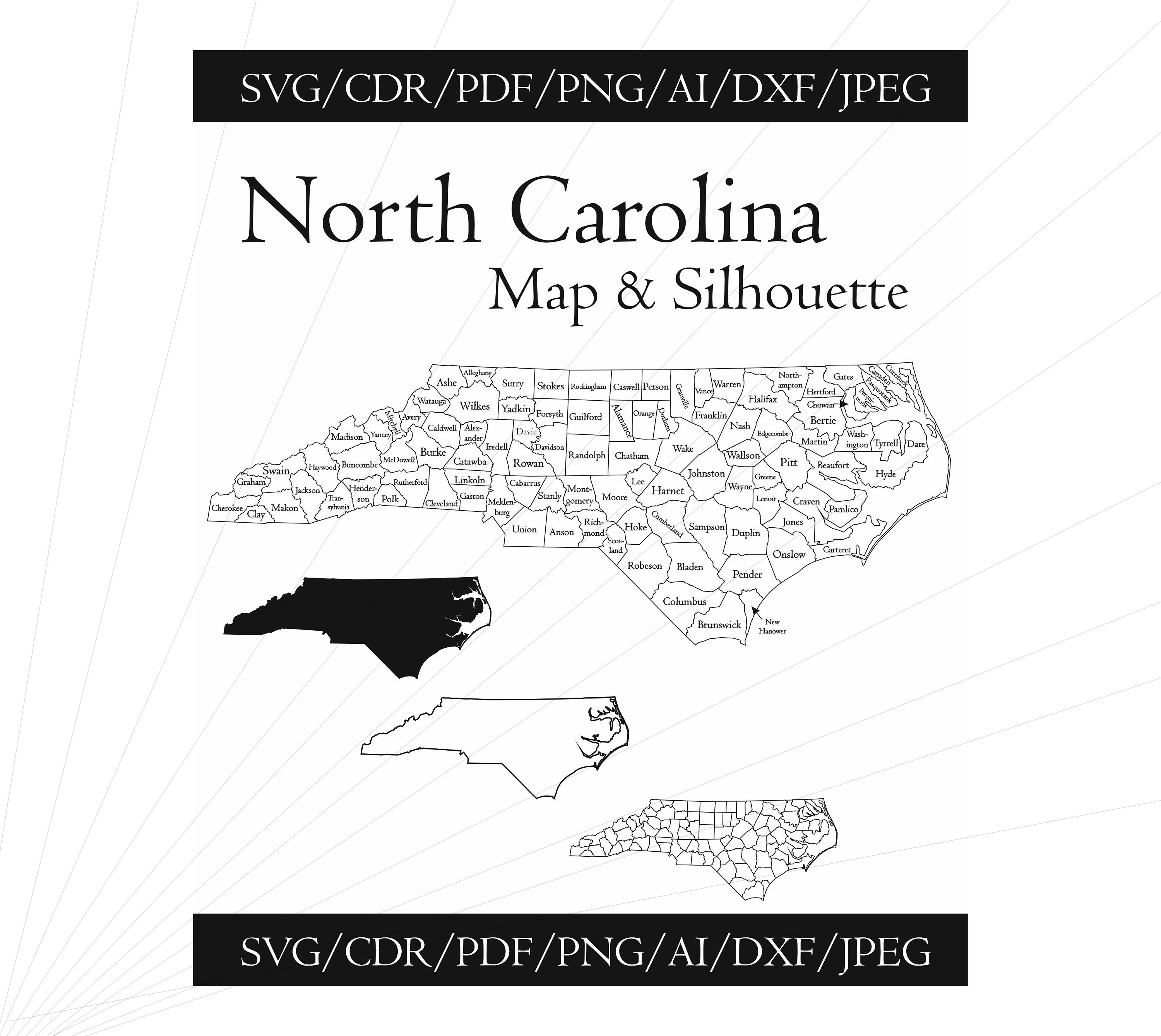 North Carolina Maps Outline SVG DXF Files North Carolina Cut Files ...