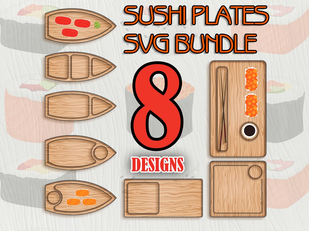 SVG Sushi Serving Boards & Platters Bundle CNC Files for Woodworking ...