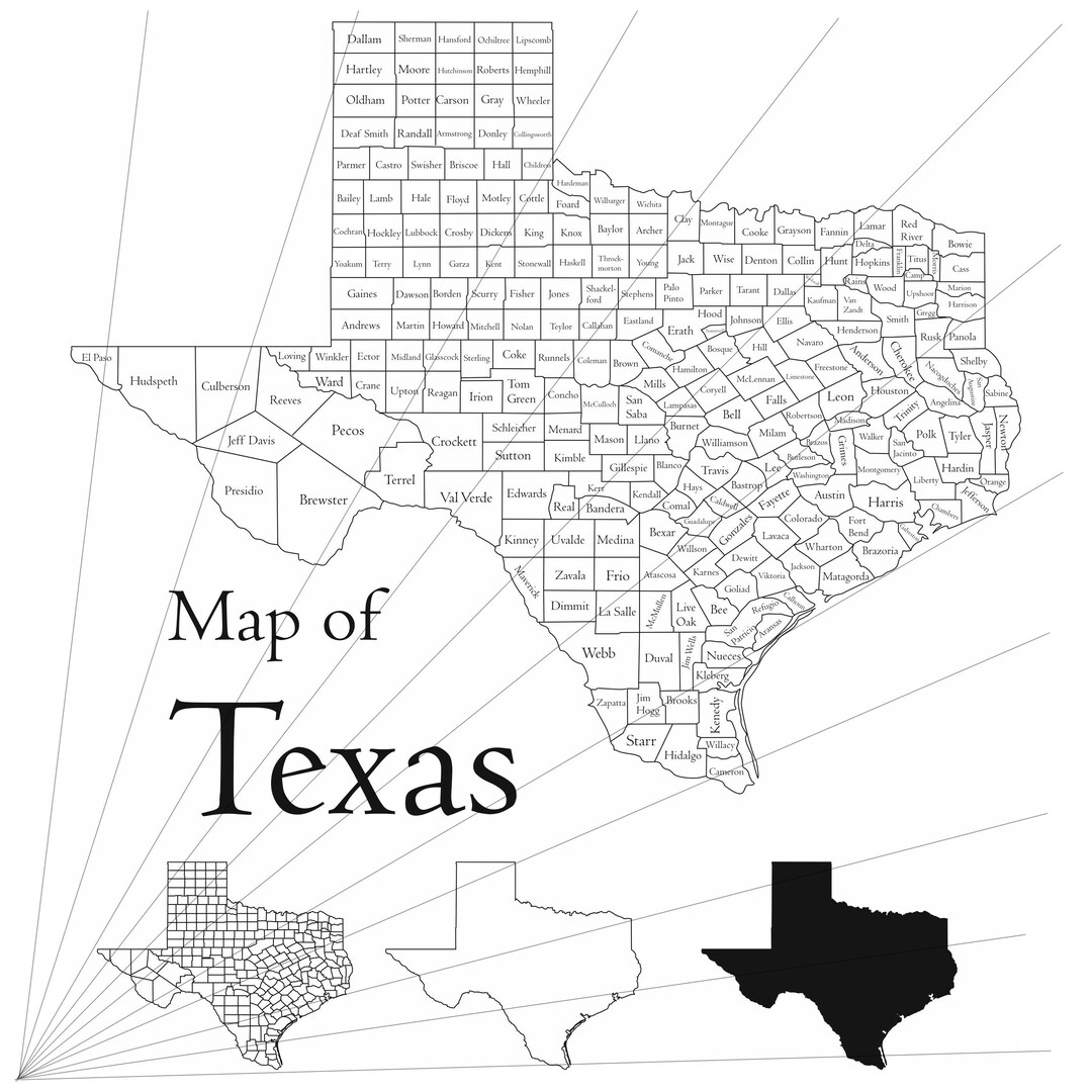 Texas Maps With Counties Outline SVG DXF Files Cut Files United States ...