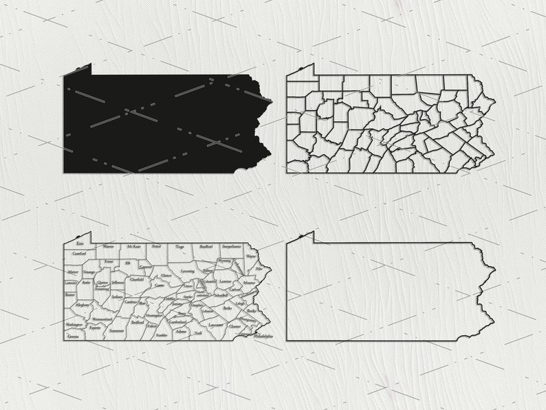 Pennsylvania Svg Maps Outline SVG DXF Files Pennsylvania Cut Files ...